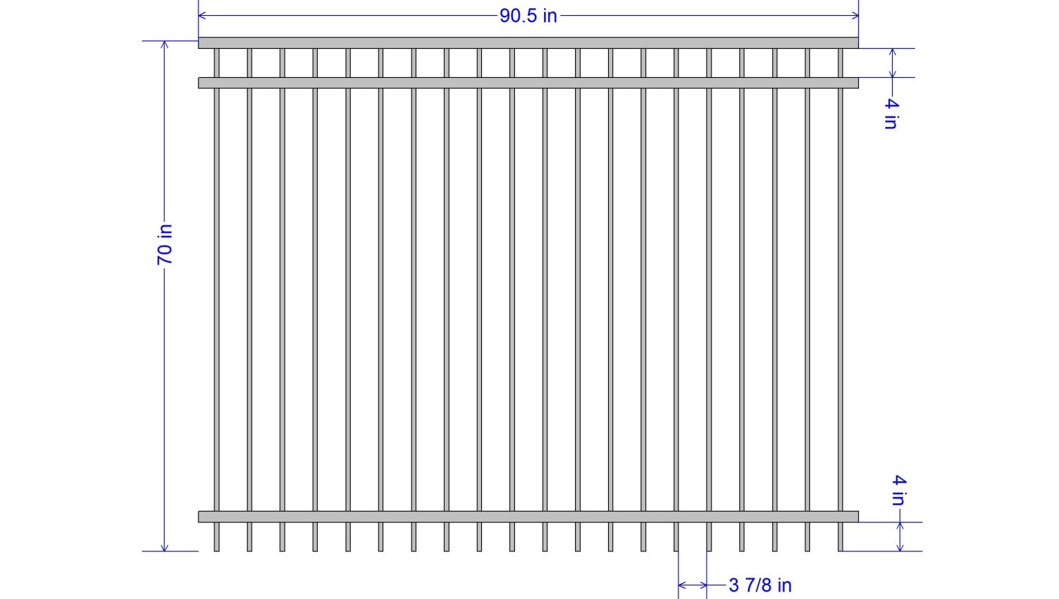 3Rail U-channel Commercial Flat Top Biasable - Ornamental Fence Products