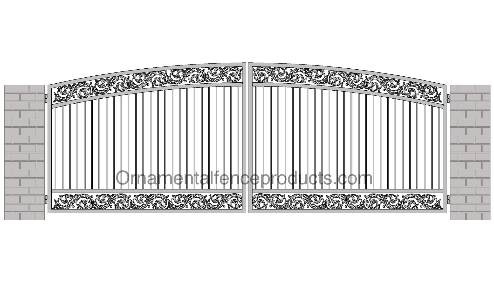 3Rail U-channel Commercial Flat Top Biasable - Ornamental Fence Products
